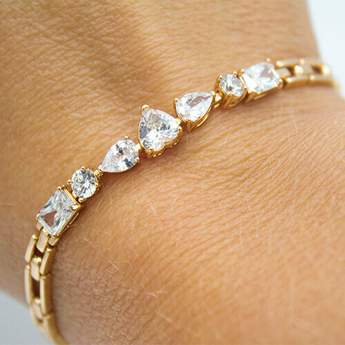 Браслет, фианит, искусственный камень