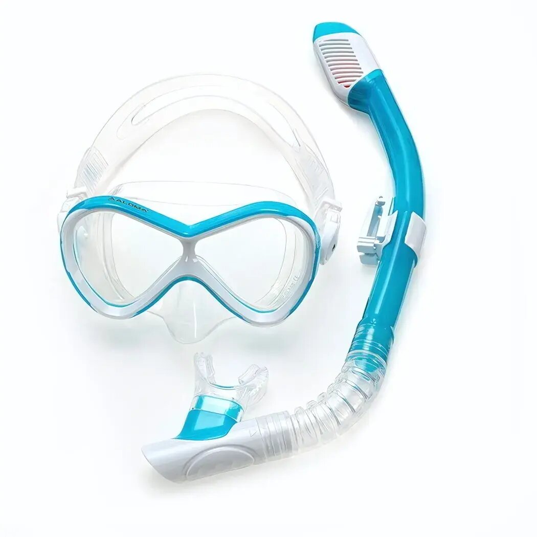 Набор для подводного плавания, маска и трубка, голубой, для детей от 8 лет