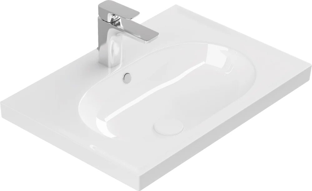 Раковина для ванной STWORKI 18065-KL 65 см, прямоугольная, фаянсовая, раковина накладная, белая
