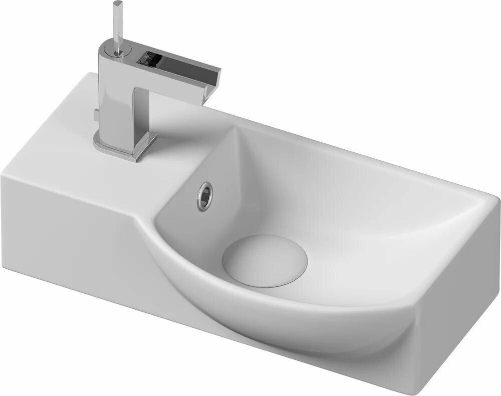 Раковина маленькая в туалет Ceramicanova Element CN6039R 40 мини, подвесная, белая, со встроенным сливом-переливом, раковина для ванной фарфоровая, прямоугольная