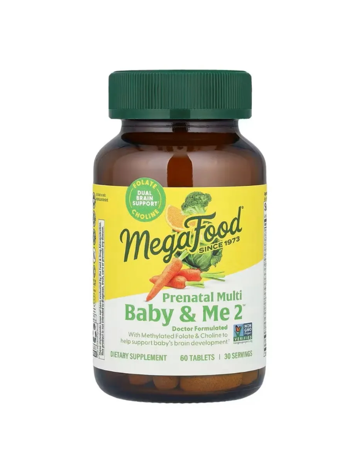 Megafood, пищевая добавка Baby & Me 2, Prenatal Multi, пренатальные мультивитамины для беременных, 60 таблеток