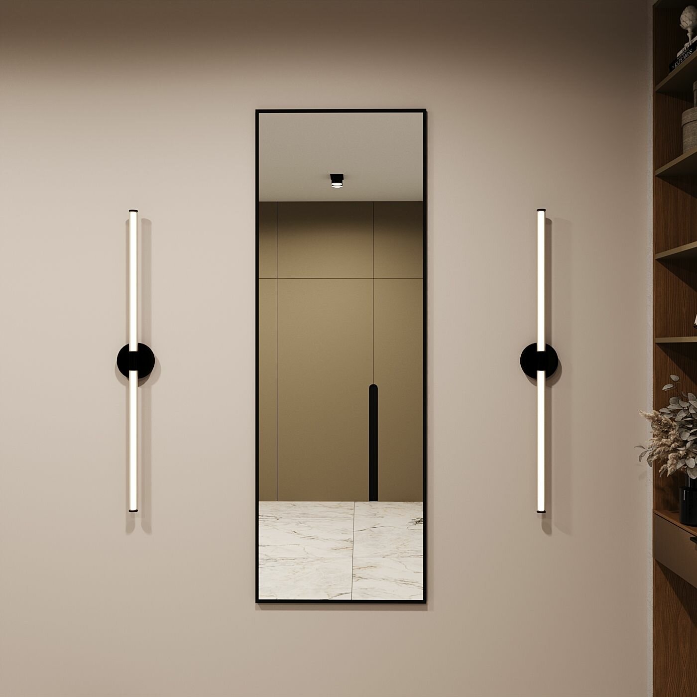 Зеркало настенное 161х60 см. BLX MIRROR интерьерное в алюминиевой раме, Черное