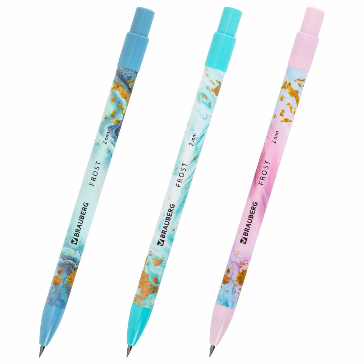 Карандаш механический цанговый Brauberg Frost (2мм, НВ, встроенная точилка) (182062), 24шт.