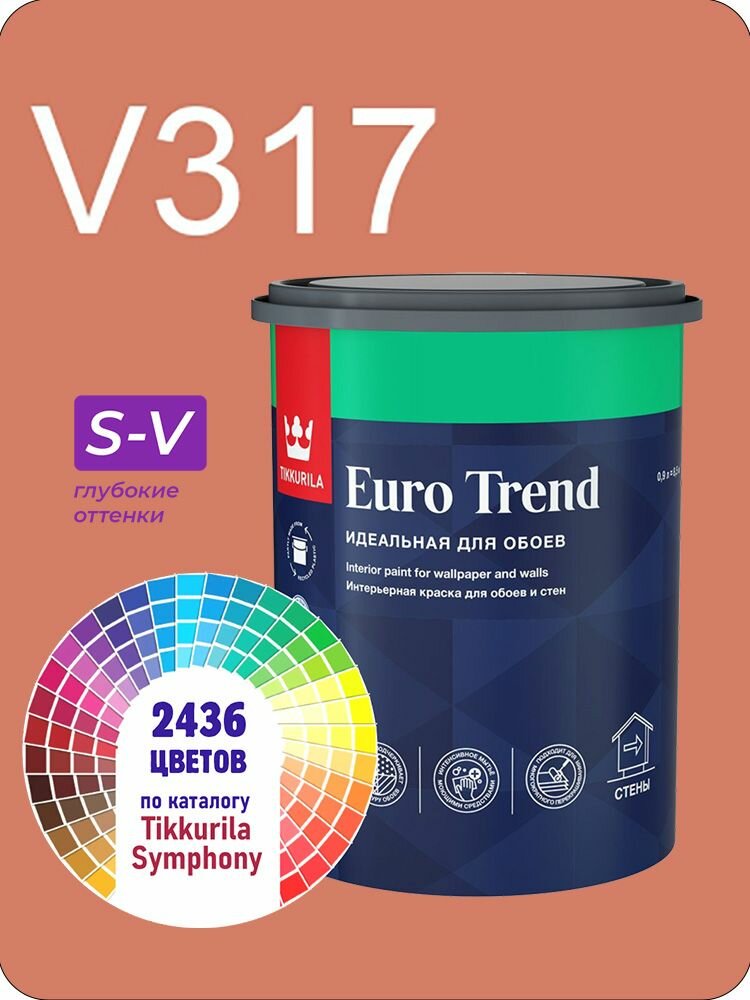 Краска для обоев Tikkurila Euro Trend 0,9л. глубокие оттенки V317