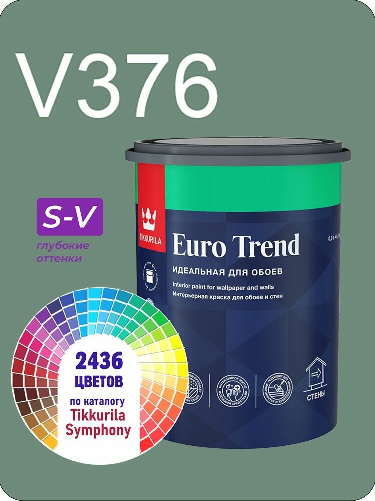 Краска для обоев Tikkurila Euro Trend 0,9л. глубокие оттенки V376