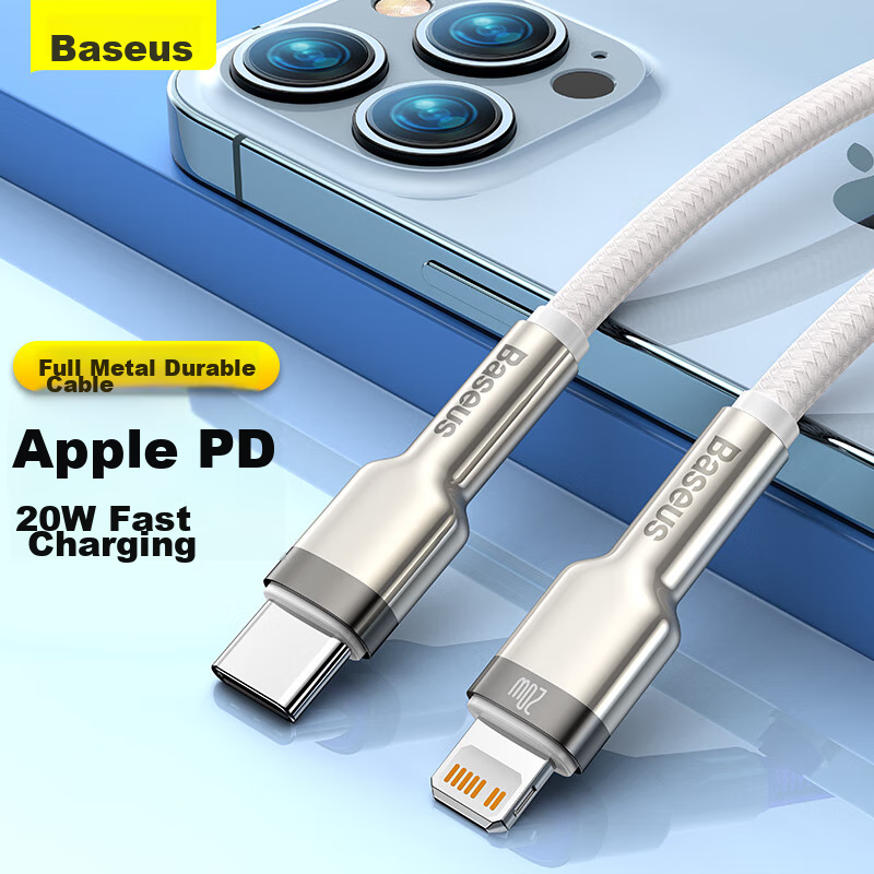 Baseus, Apple Data Cable, PD Fast Charging 20W Charger Cable, Type-C to Lightning, Suitable for IPhone 13/12 Pro/11 Pro XS Max/XR Phones, 1 Meter