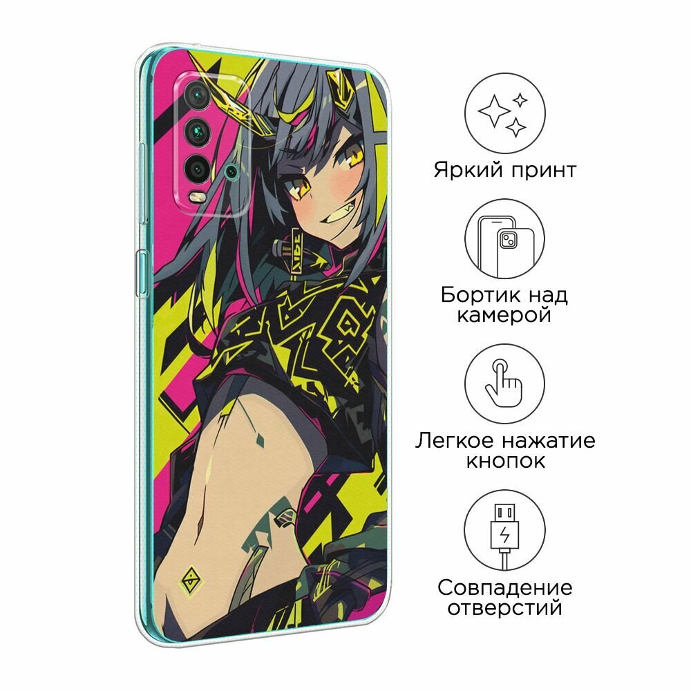 Чехол на Xiaomi Redmi 9T / Сяоми Редми 9Т с принтом "Девушка в кибер костюме" — фото 1