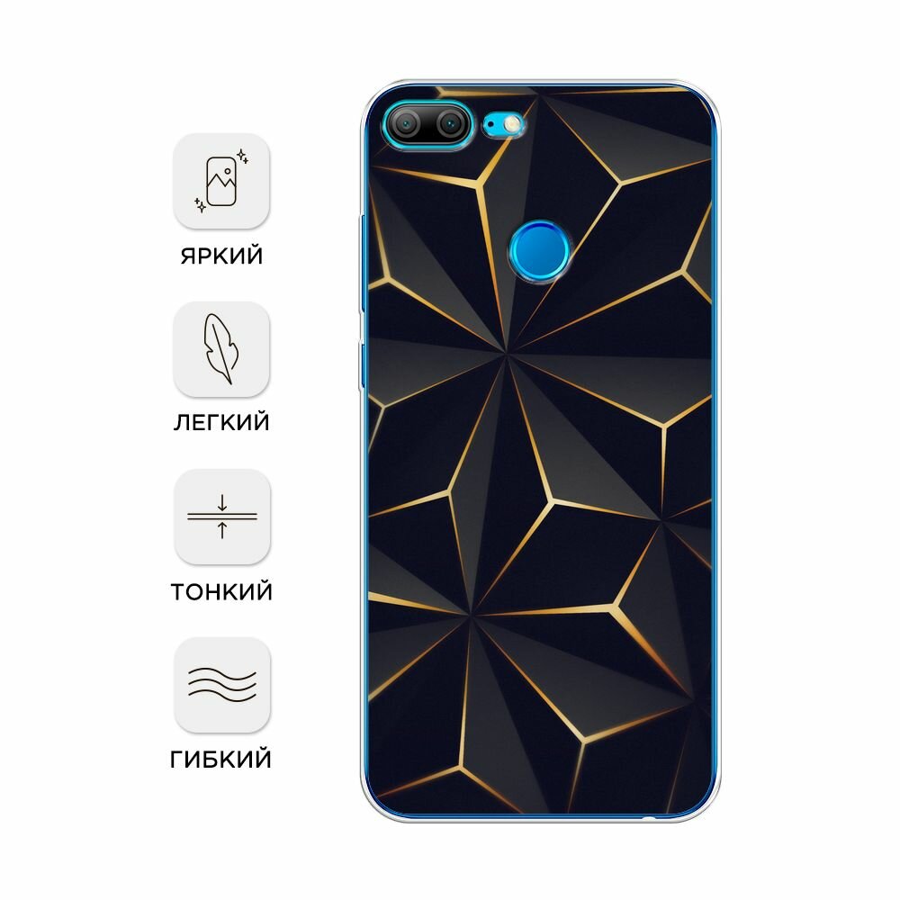 Чехол на Honor 9 Lite / Хонор 9 Лайт с принтом "Черные полигоны" — фото 1