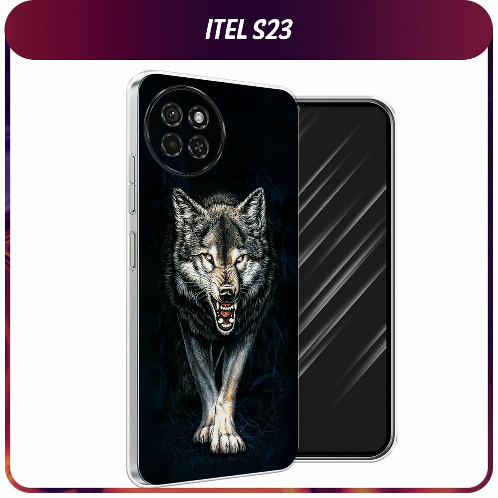 Чехол на Itel S23 / Ител S23 с принтом "Злобный волк из ночи"