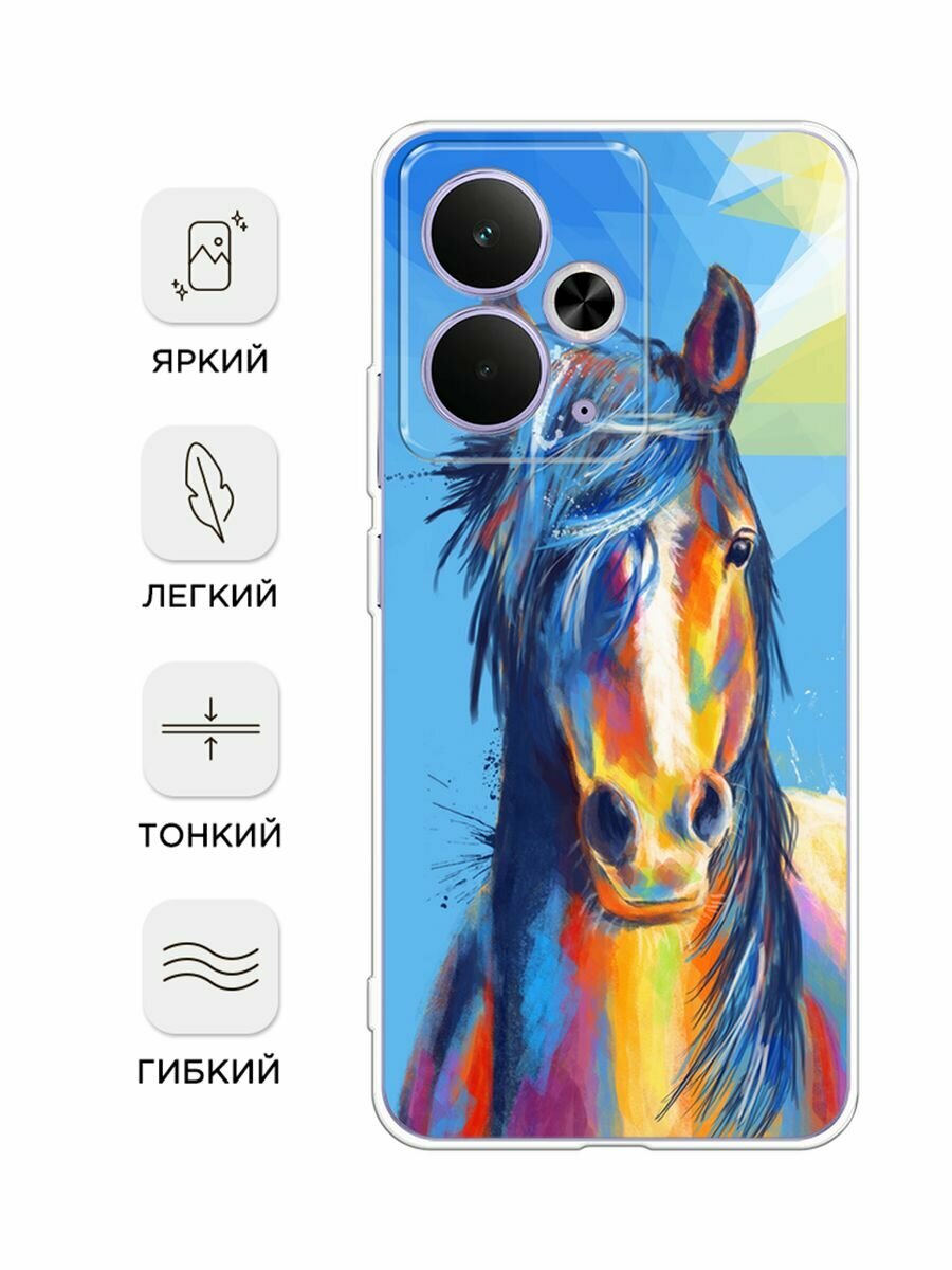 Силиконовый чехол на Realme 14T / Реалми 14Т с принтом "Лошадь арт 3" — фото 1