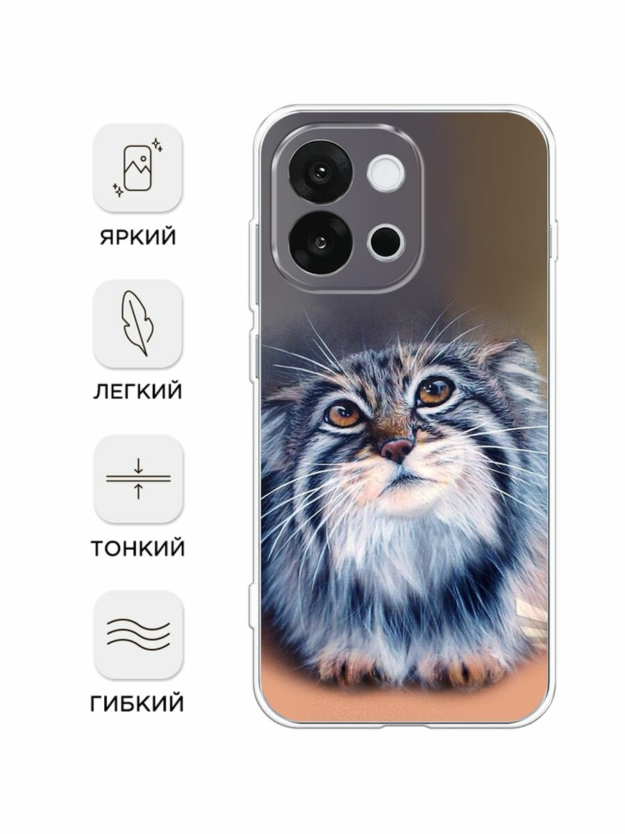 Силиконовый чехол на OnePlus 13T / Ван Плас 13Т с принтом "Кот манул 2" — фото 1