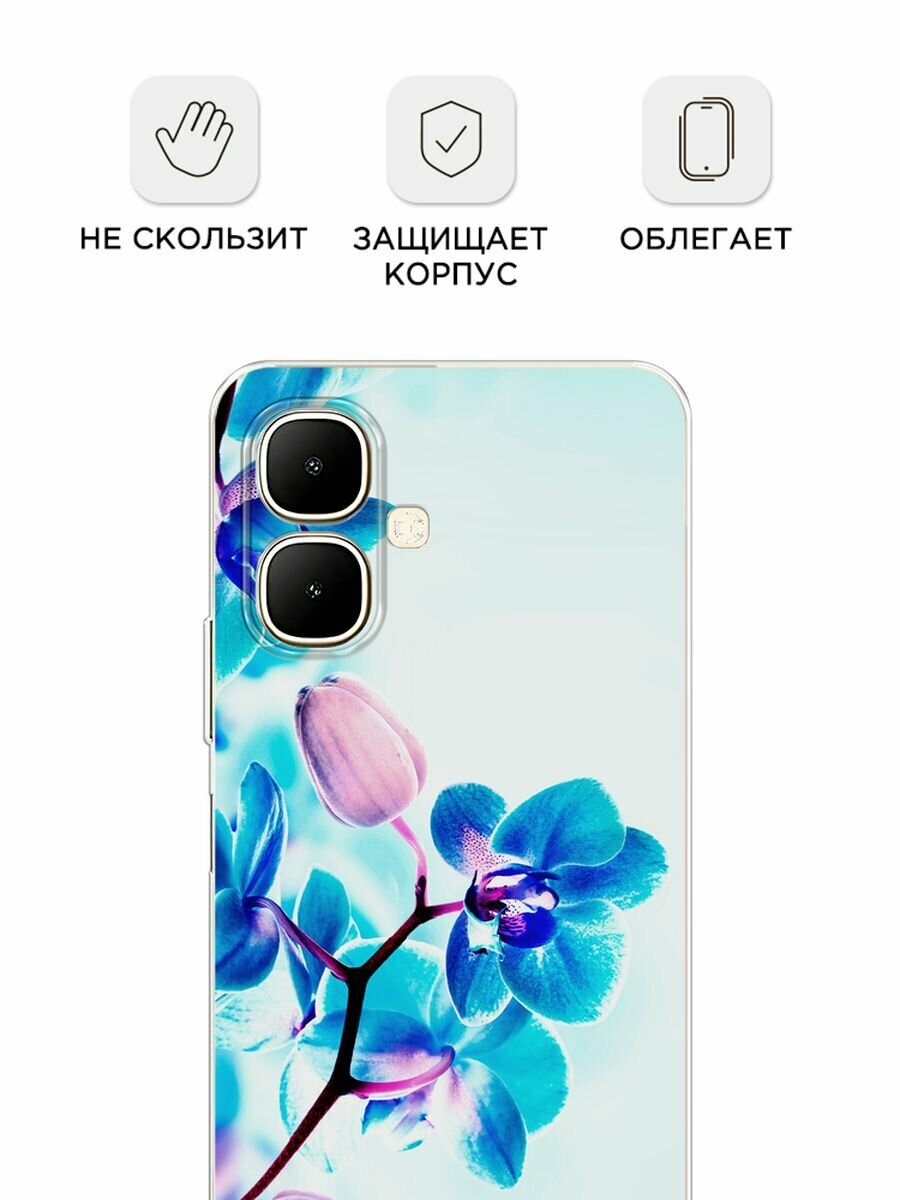 Чехол на Infinix Smart 10 / Инфиникс Смарт 10 с принтом "Голубая орхидея" — фото 1