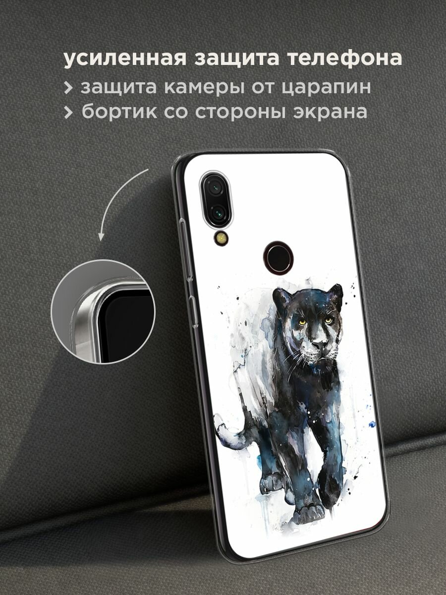 Чехол на Xiaomi Redmi 7 / Сяоми Редми 7 с принтом "Пантера арт 3" — фото 1