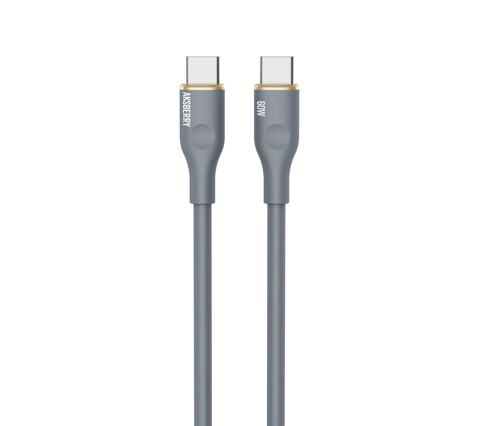 Кабель Aksberry X162 Liquid Silicone, USB-C - USB-C, 60 Вт, 2 м, серый
