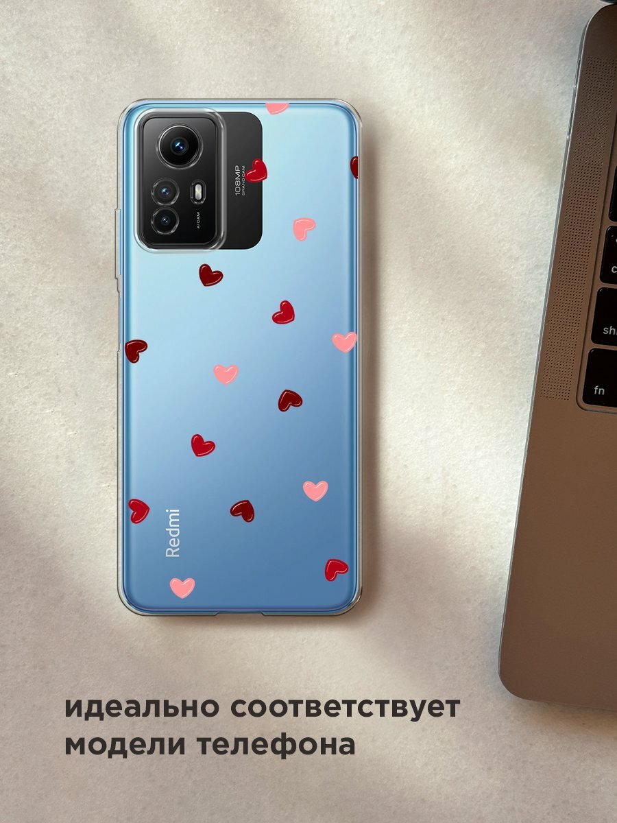 Чехол на Xiaomi Redmi Note 12S / Сяоми Редми Ноут 12S с принтом "Бордовые сердечки 2" — фото 1