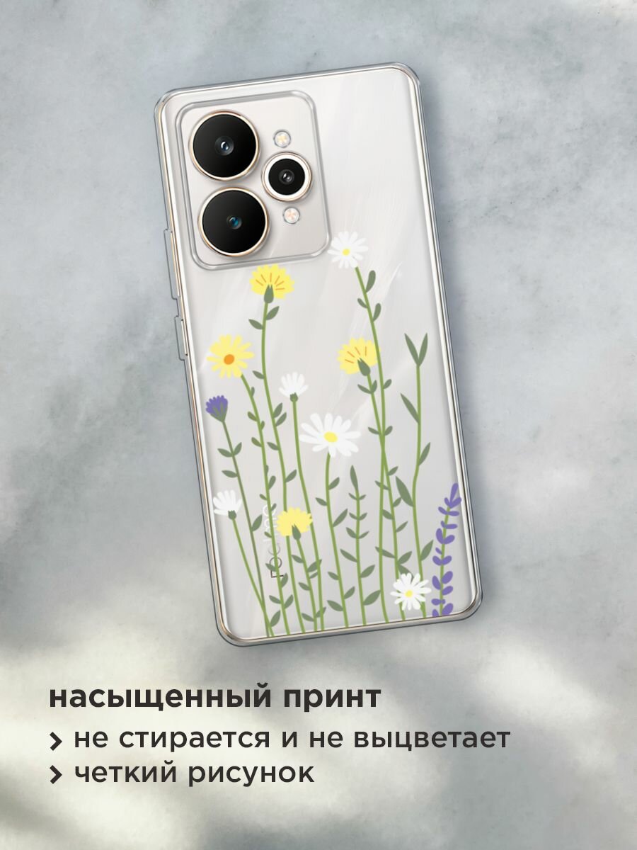 Чехол на Realme 15 / Реалми 15 с принтом "Пучок полевых цветов", прозрачный — фото 1