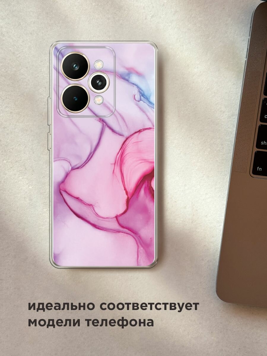 Чехол на Realme 15 Pro / Реалми 15 Про с принтом "Розовые мраморные разводы" — фото 1