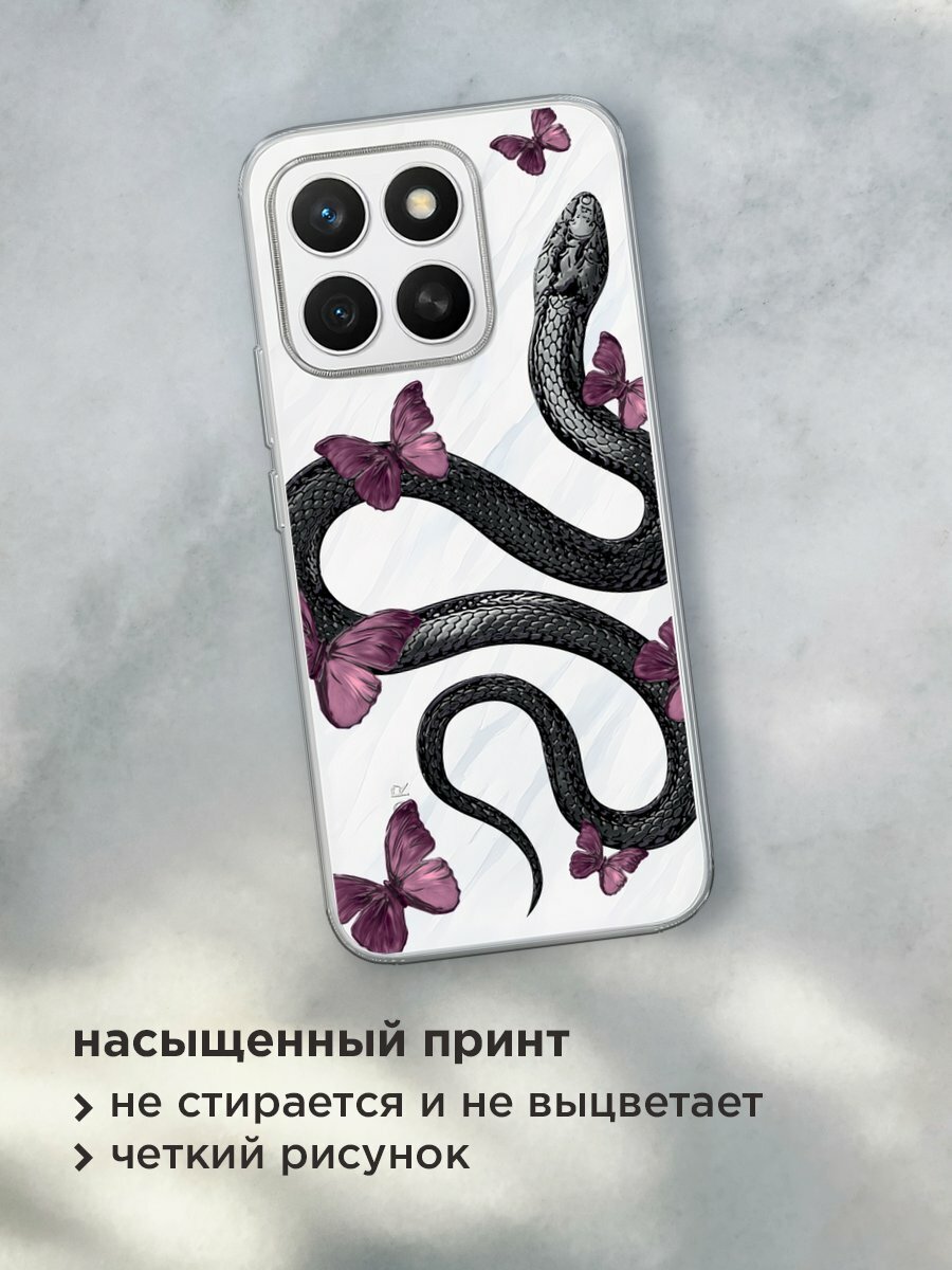 Чехол на Honor X8c / Хонор X8c с принтом "Snake and butterflies 2" — фото 1