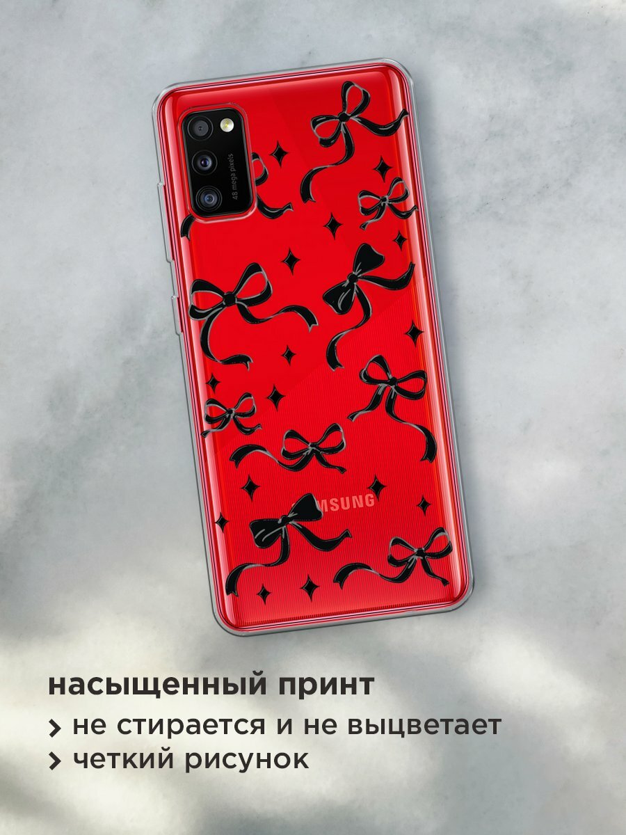 Чехол на Samsung Galaxy A41 / Самсунг Галакси А41 с принтом "Милые чёрные бантики 4" — фото 1