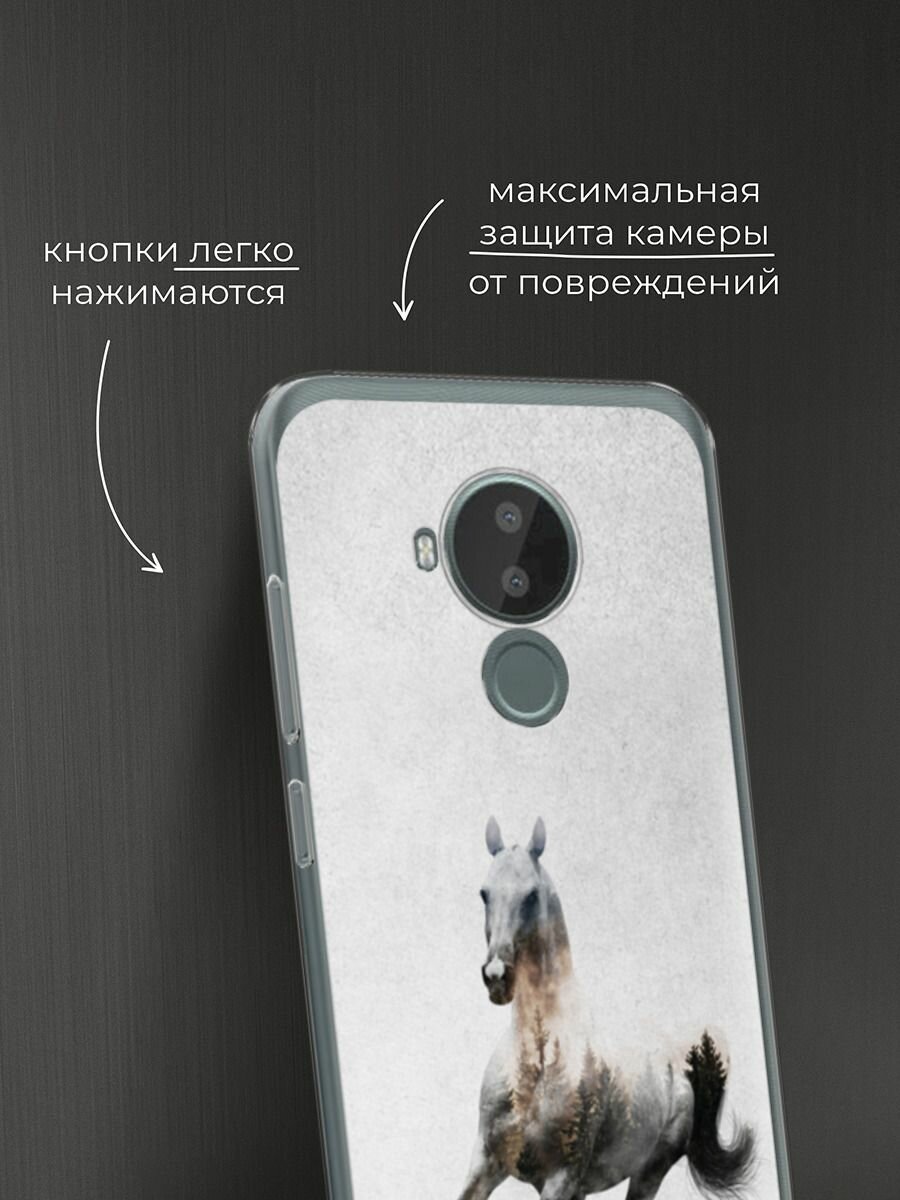 Силиконовый чехол на Nokia C30 / Нокия C30 с принтом "Лошадь лес" — фото 1