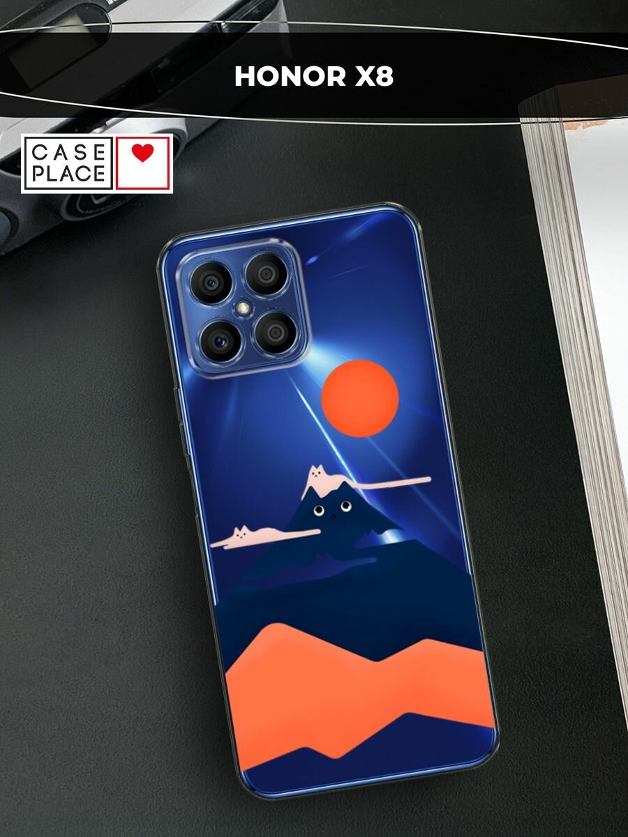 Чехол на Honor X8 / Хуавей X8 с принтом "Кот-гора", прозрачный