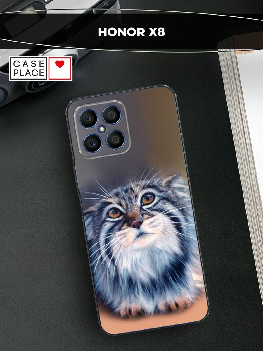 Силиконовый чехол на Honor X8 / Хуавей X8 с принтом "Кот манул 2"