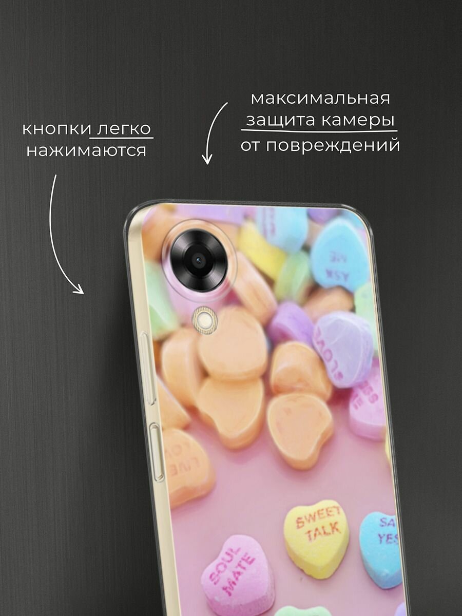 Чехол на Oppo A17K / Оппо A17K с принтом "Конфетки сердечки 2" — фото 1