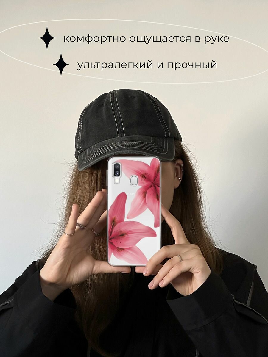 Чехол на Samsung Galaxy A40 / Самсунг Галакси А40 с принтом "Pink flower" — фото 1