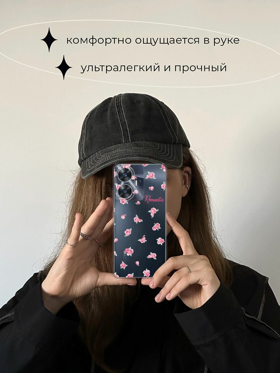 Чехол на Realme C55 / Реалми C55 с принтом "Romantic 2", прозрачный — фото 1