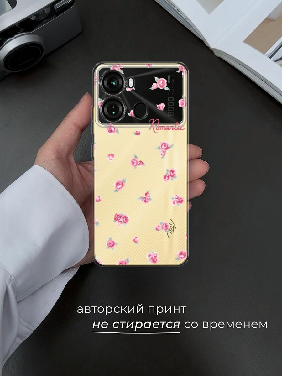 Чехол на Itel P40 / Ител P40 с принтом "Romantic 2", прозрачный — фото 1