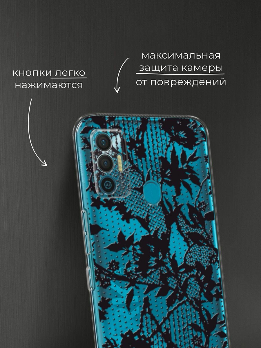 Чехол на Tecno Spark 7 / Техно Спарк 7 с принтом "Черная сетка" — фото 1