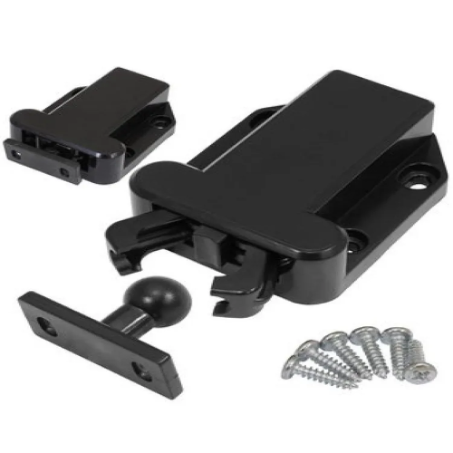 Кабинетная дверная присоска, дверной упор, шаровой замок для дверцы гардероба мебели, пластиковый пружинный закрывающийся зажим, нажимной жуковой замок, количество 1, черный цвет, пластик, габариты упаковки 10*5*2см, вес 28г