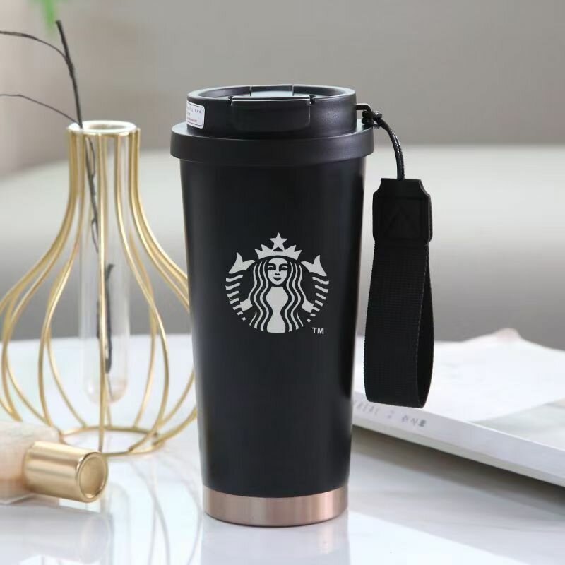 Высококачественная вакуумная колба Starbucks coffee cup из нержавеющей стали черного цвета