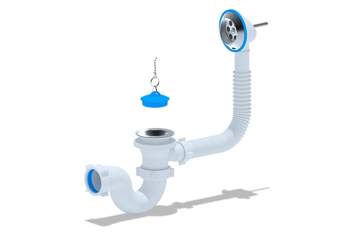 ANI Сифон для ванны выпуск 1 1/2 дюйма с переливом E150 025-0039, для сборки