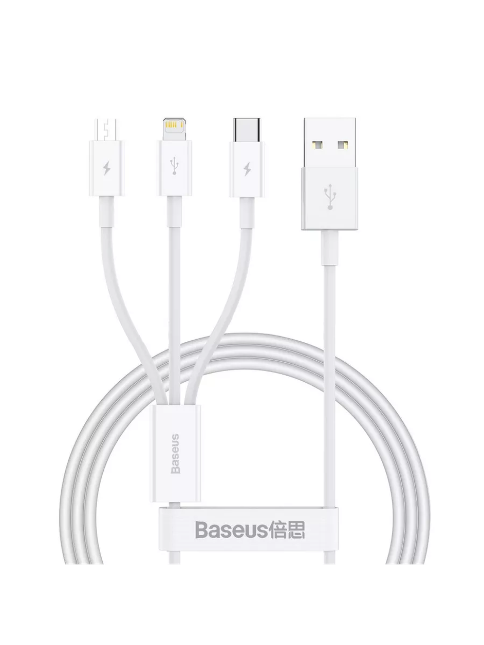 Кабель 3 в 1 Baseus для поездок и дома 3.5A 1м