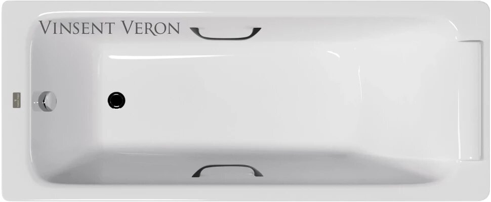 Ванна чугунная Vinsent Veron Italon VIT1707045H/VH0012BL 170x70 см, с ручками, белый