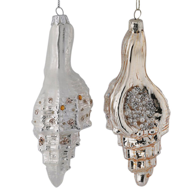 Набор стеклянных елочных игрушек Conchiglie Novella - Fascino Del Mare 16 см, 6 шт, подвеска, EDG, 680810-18-набор