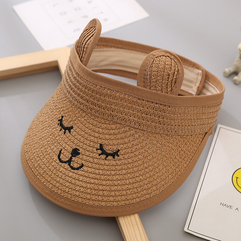 Детский пустой цилиндр, летняя соломенная шляпа, козырек, шляпа от солнца, шапка ручной работы для мальчиков и девочек, пустая верхняя шляпа-антиприседание с козырьком