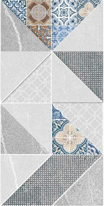 Керабел Рейн декор настенный серый 400х200х7,5 мм (16шт) (1.28м2)