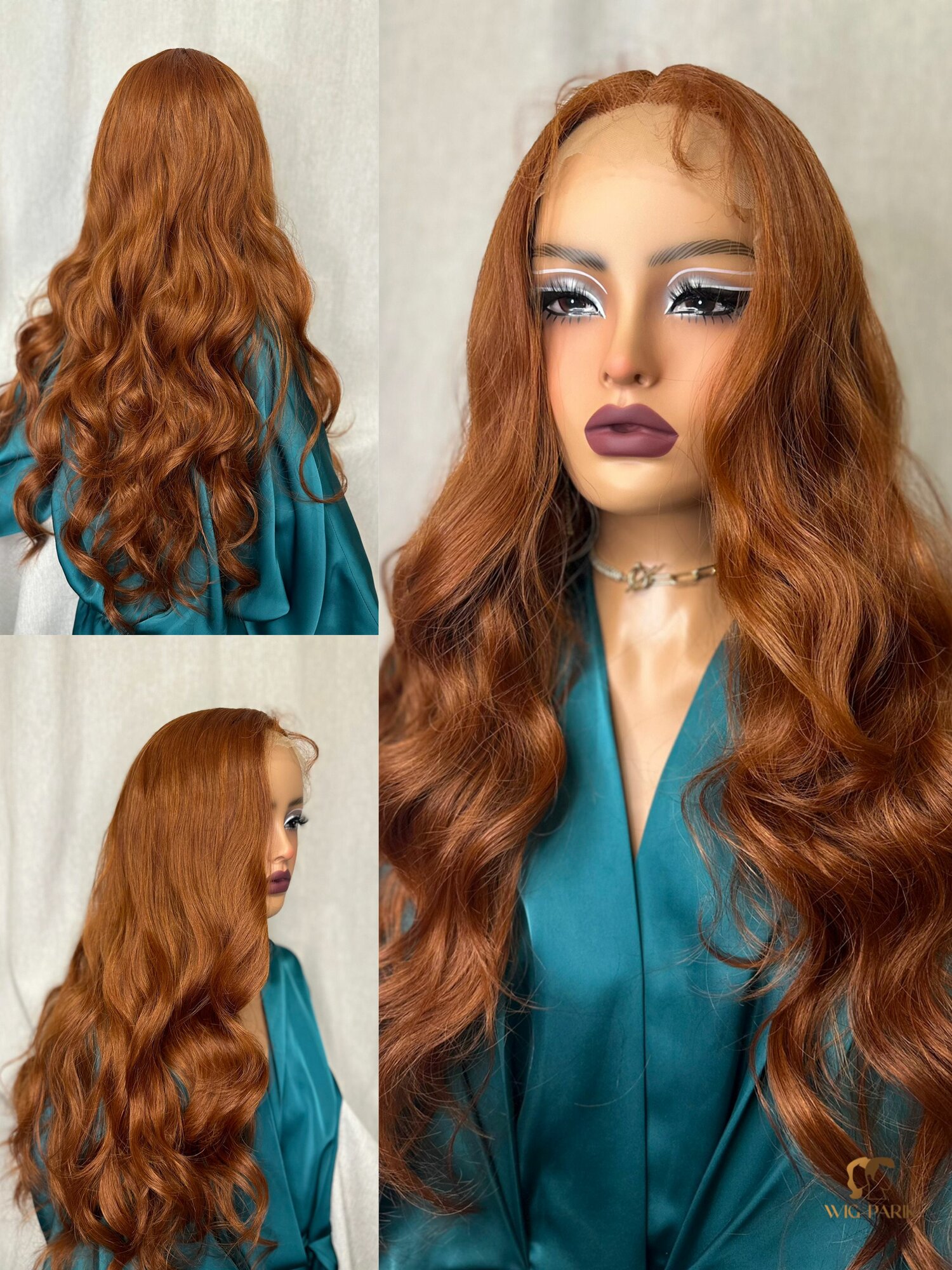 Парик женский длинный рыжий кудрявый