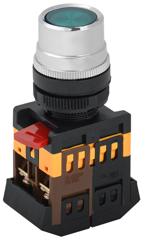 Кнопка управления IEK зеленая, ABLF-22, 1з 1р, с подсветкой, неон, 240В