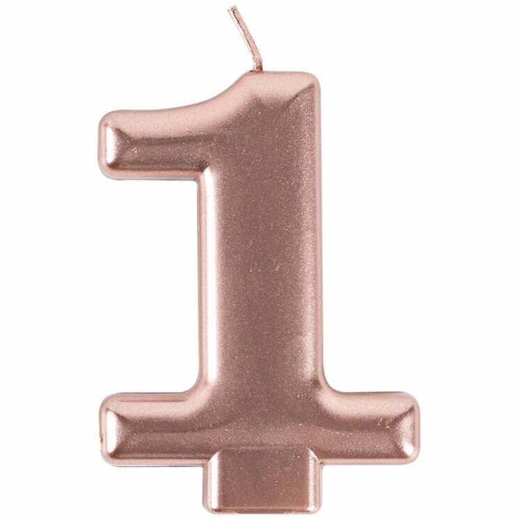 Свеча Веселая затея цифра 1, розовое золото, высота 8 см