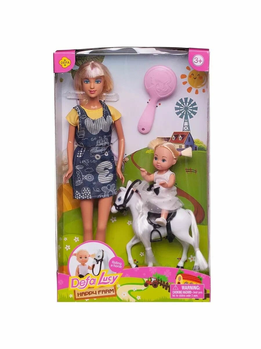 Кукла Defa Lucy с дочкой и лошадкой