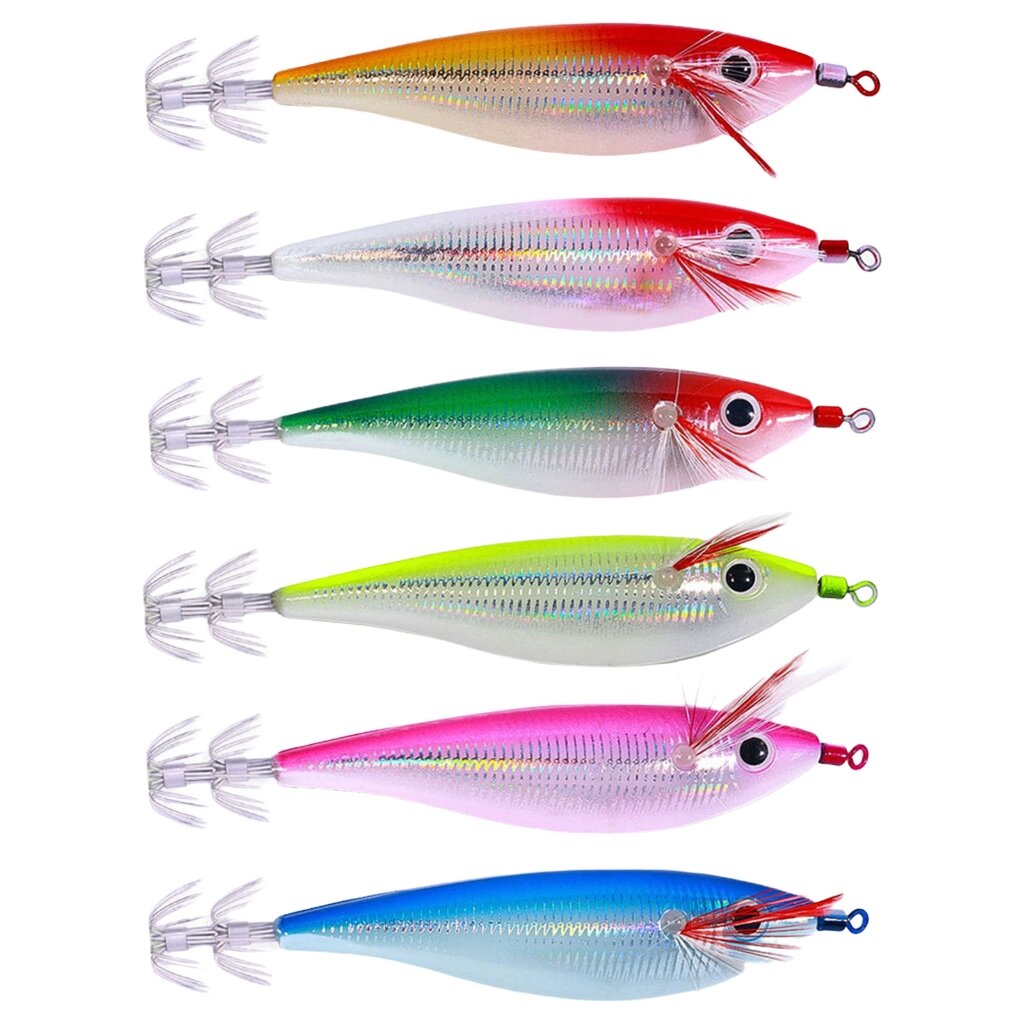 Искусственные приманки креветка и каракатица, 6 шт.