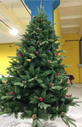 Ель искусственная "Франция", напольная, шишками, ягодами, 180см