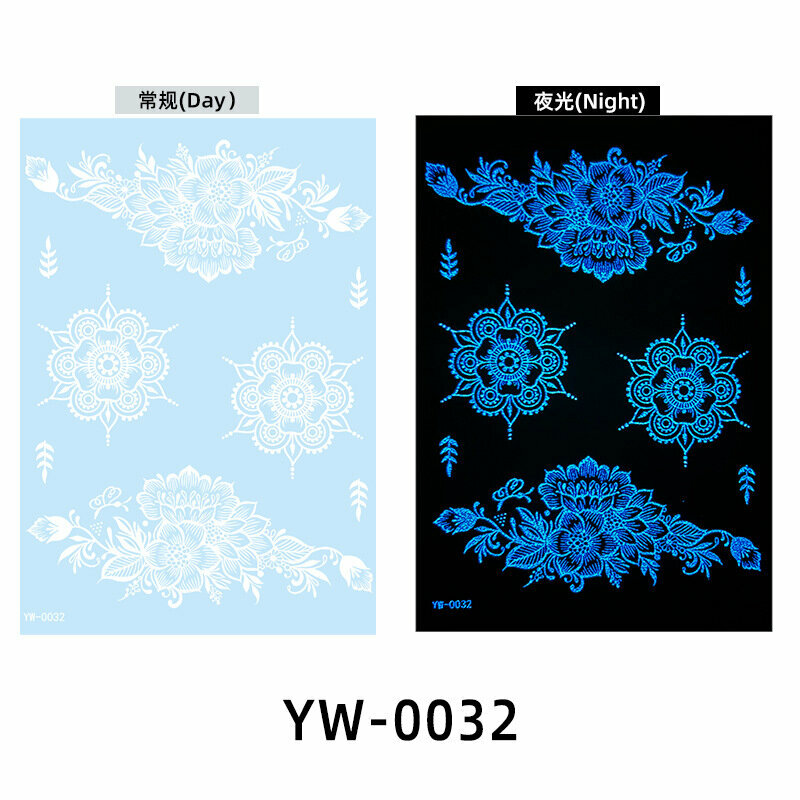 Временные татуировки-наклейки, светящиеся в темноте, временные татуировки-наклейки в индийском стиле «Ханна кружево», вырезанные изображения рук, татуировки хной.