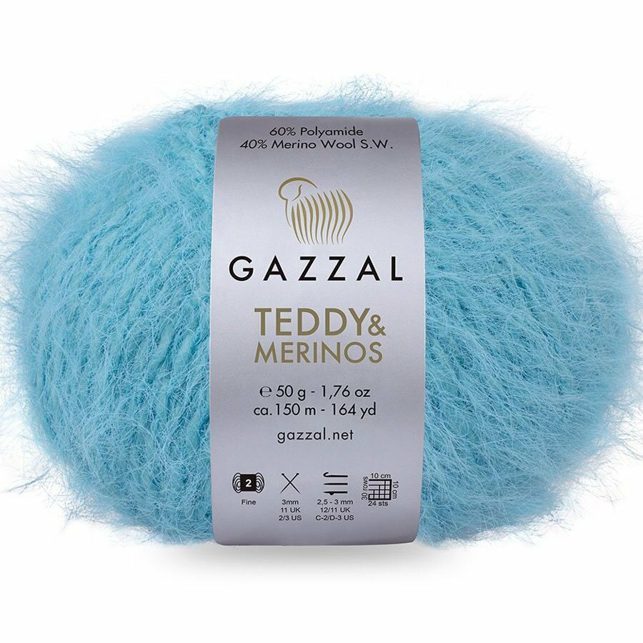 Пряжа Gazzal TEDDY & MERINOS 6557 св. бирюза (5 мотков)