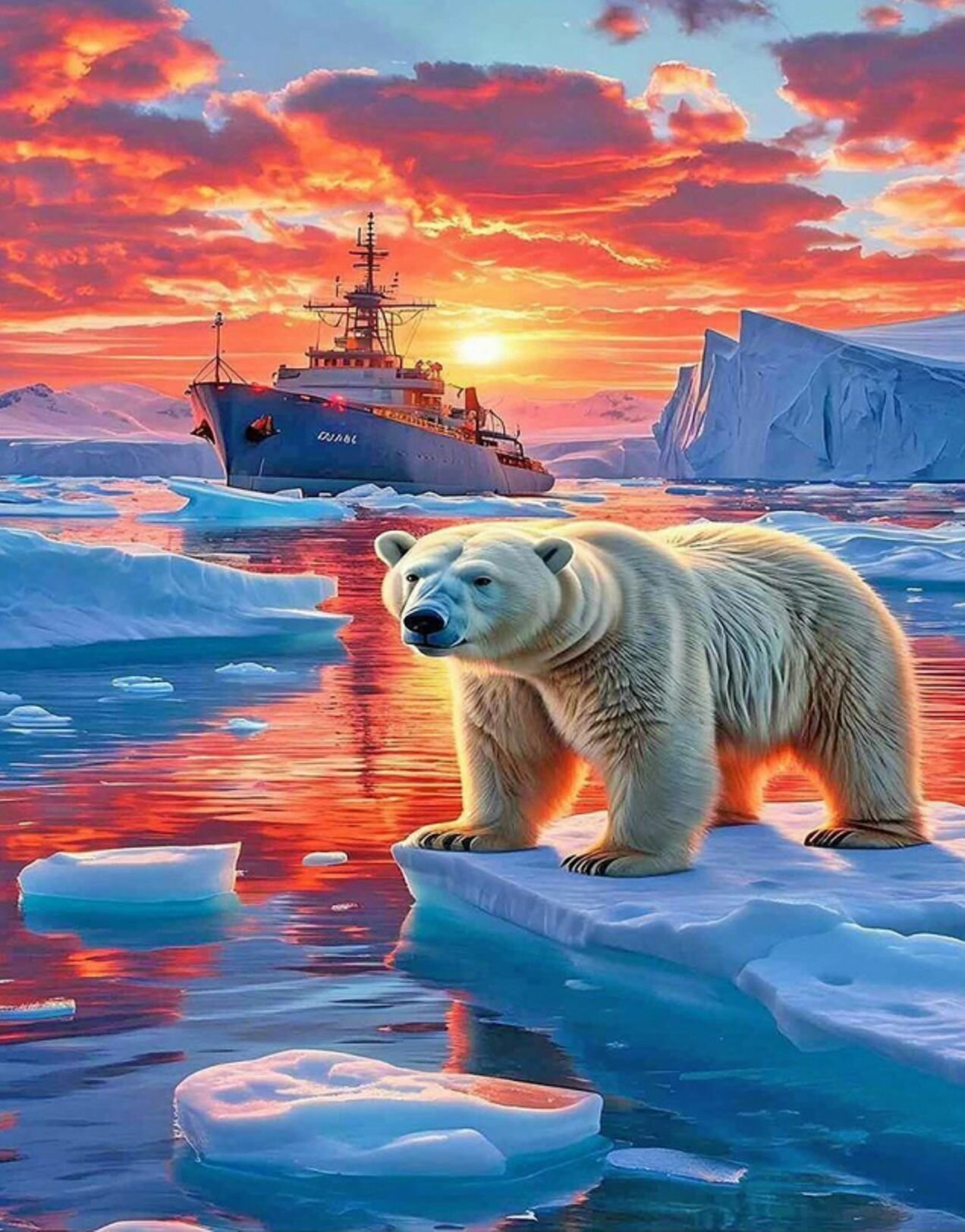 Алмазная мозаика на подрамнике 40*50 "Закат в Арктике"