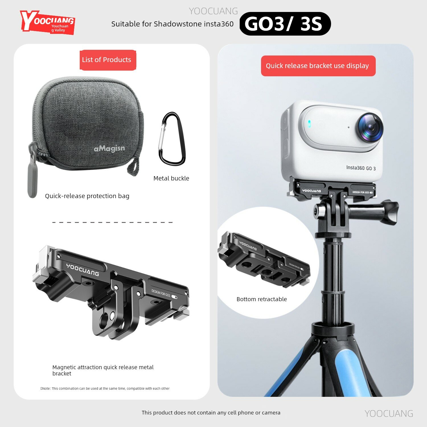 Сумка-органайзер Insta360 Go3S с магнитным быстросъемным металлическим креплением
