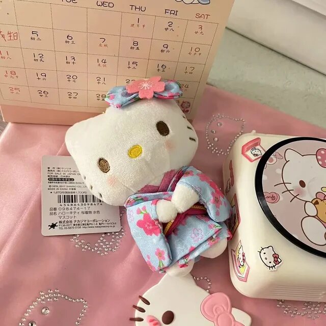Новый брелок-игрушка Sanrio в виде кимоно Hello Kitty, мультяшная кошечка, украшение для сумки, подвеска для автомобильных ключей.